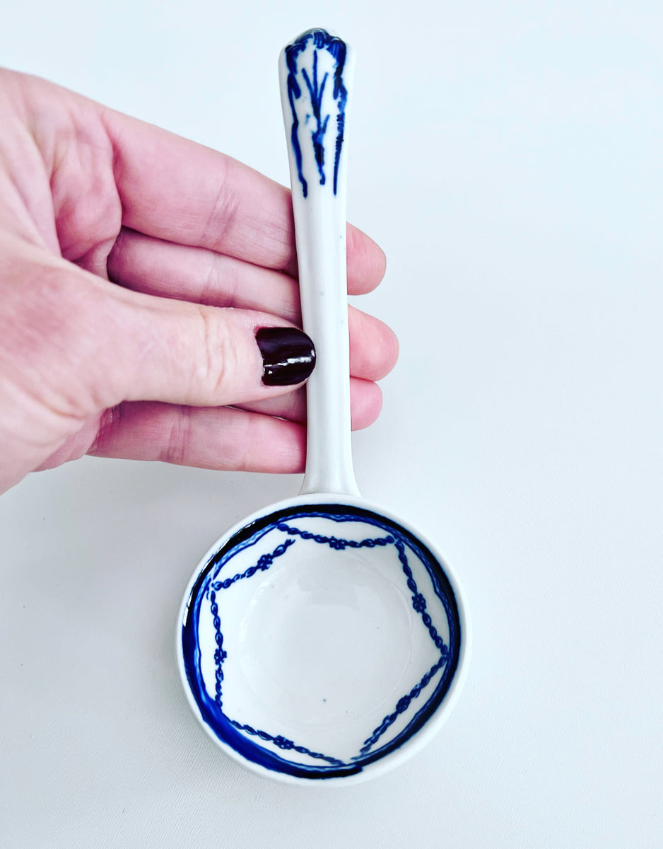 Antique Blue & White Sauce Ladle– Designs by Laurel Leigh