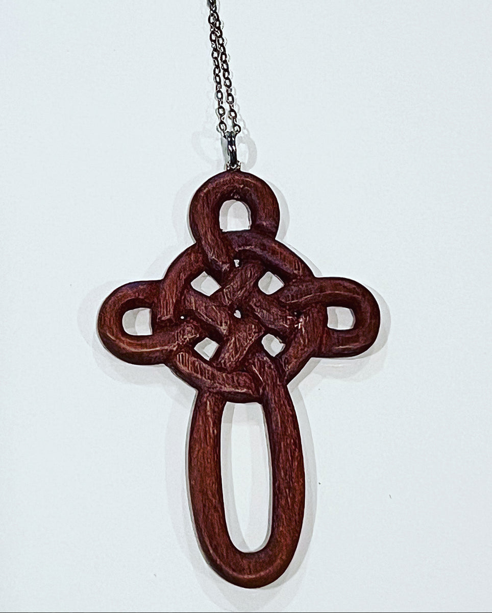 Vintage Celtic Wooden Cross Pendant Necklace | Designs by Laurel Leigh