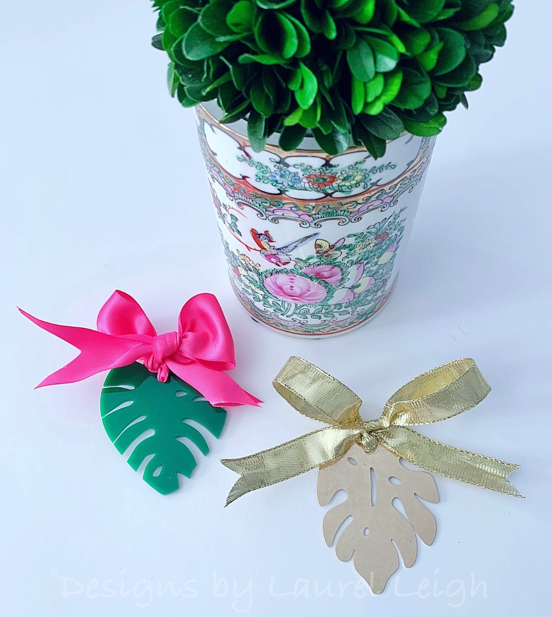Monstera Palm Leaf Ornament - Green or Gold | Designs by Laurel Leigh