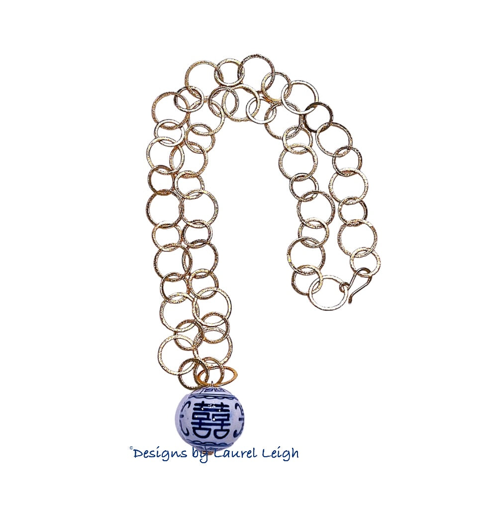 Chinoiserie Double Happiness Chain Necklace | Designs by Laurel Leigh
